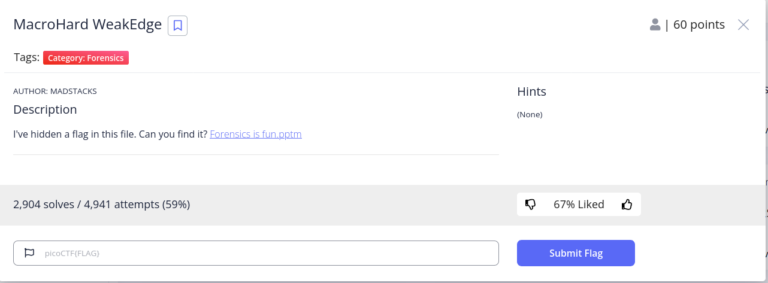 MacroHard WeakEdge – picoCTF – EvenSpace