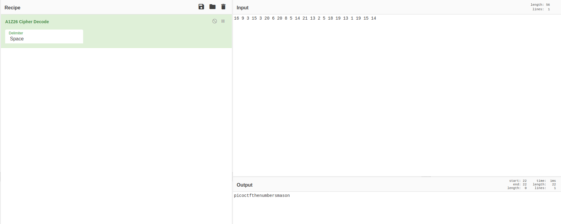 The Numbers -picoCTF – EvenSpace